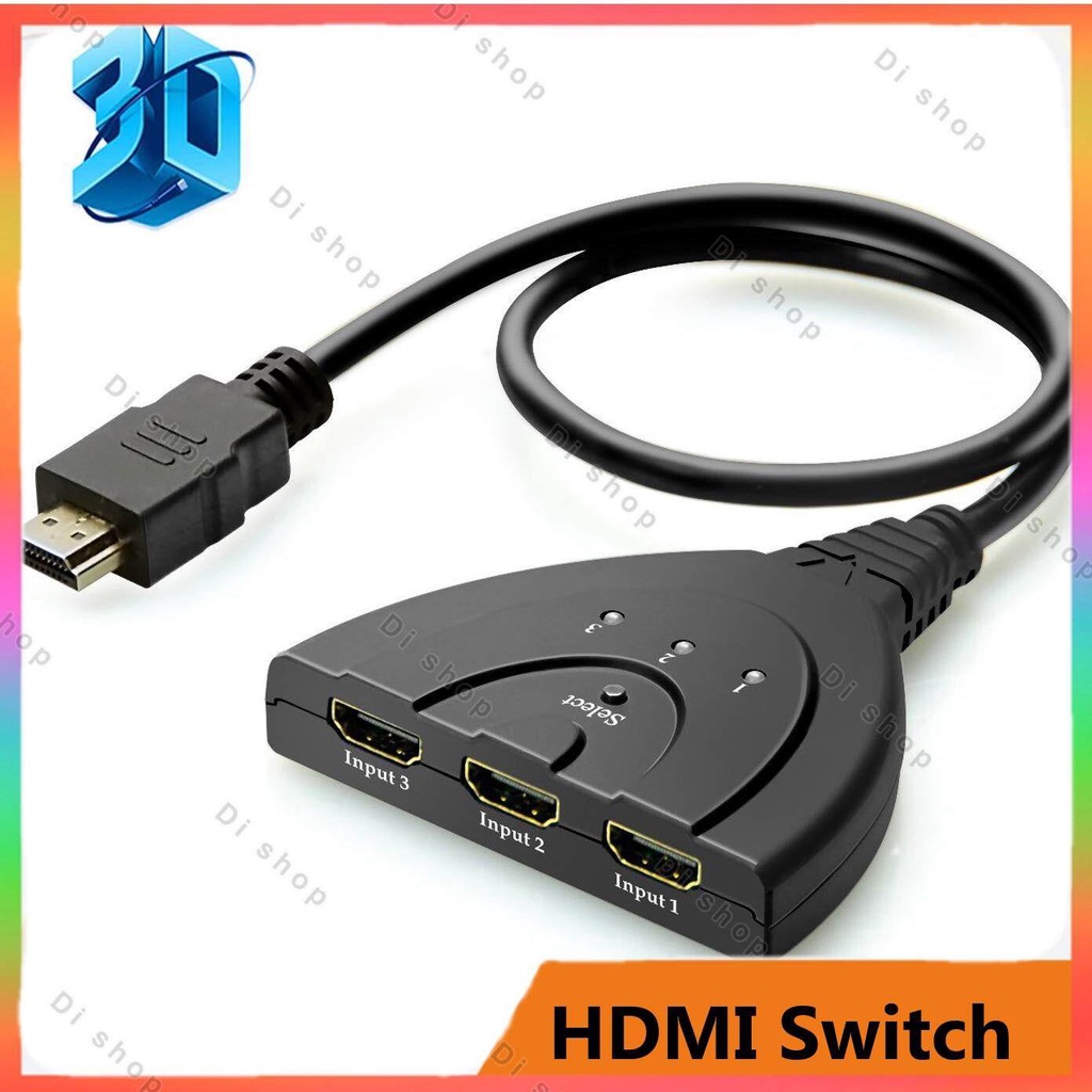 HDMI Switch IN 3 OUT 1 Port ตัวแยก HDMI 3 ทาง พร้อมสาย HDMI | Shopee ...