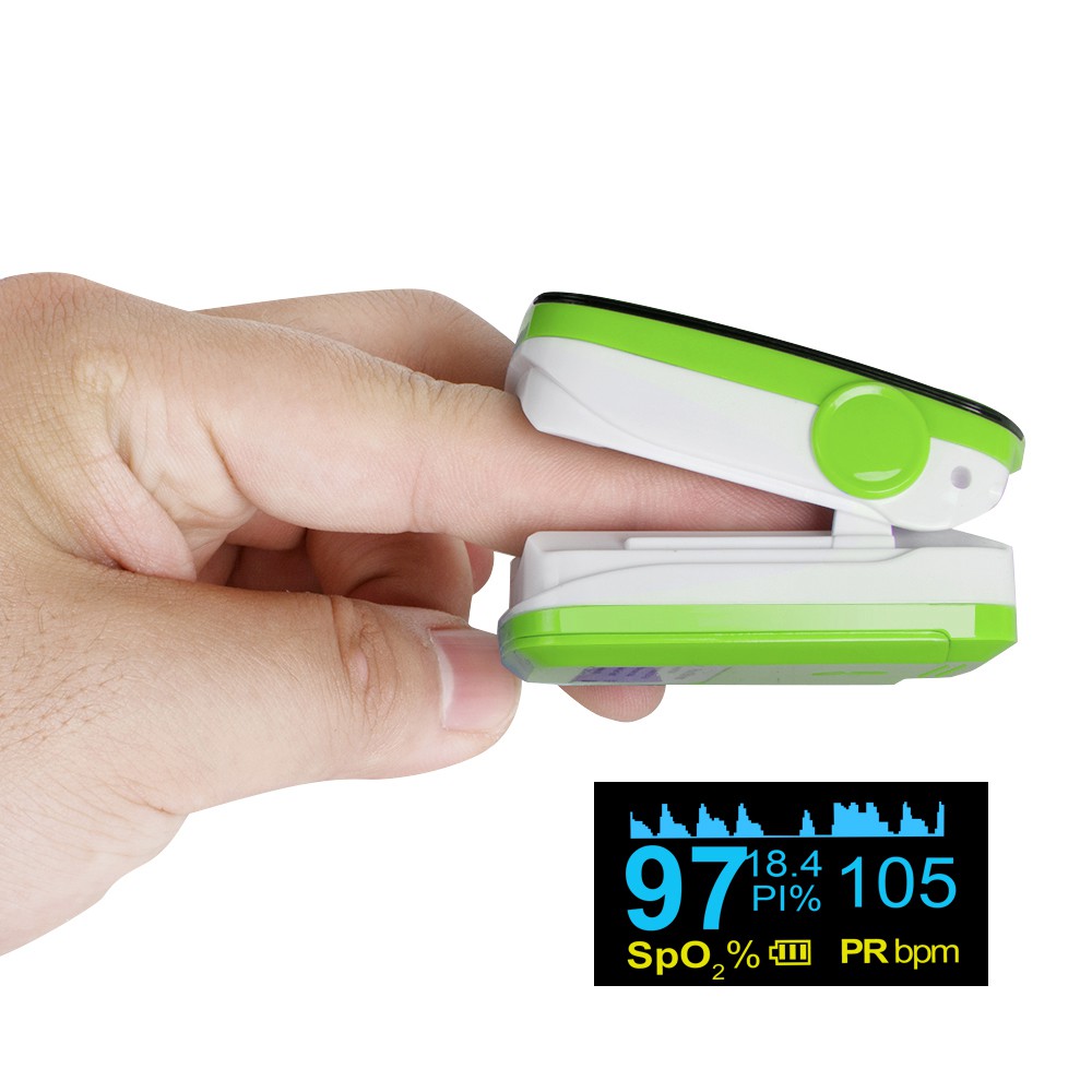 Color OLED Finger Pulse Oximeter 4 Parameter SPO2 PR PI Respiration ...