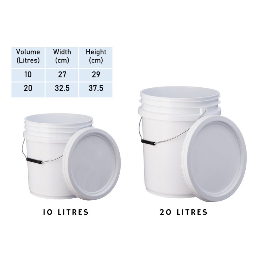 [READY STOCK] 10L & 20L Multi-purpose Packaging White Plastic Pail with ...