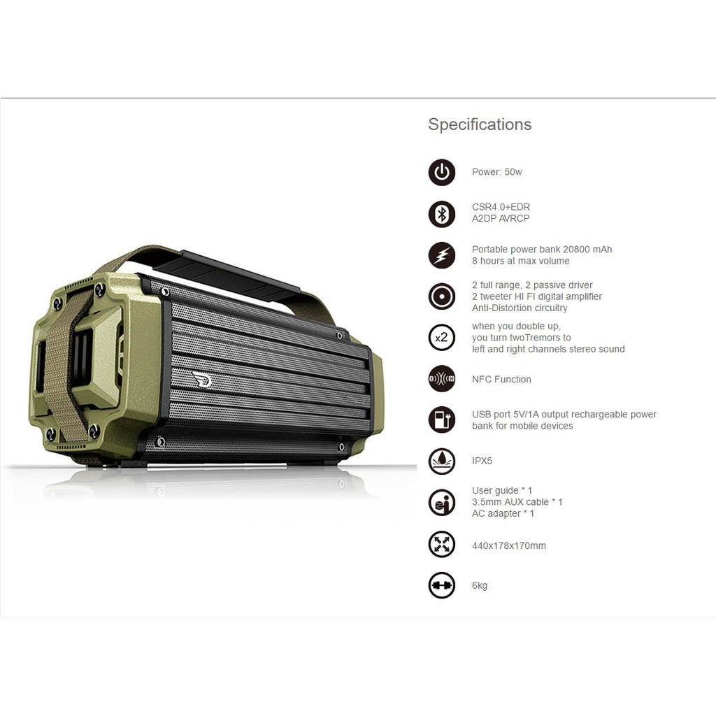 ลดเพิ่ม 3Dreamwave Tremor Bluetooth Speaker - (สีเขียว) - miya_online ...