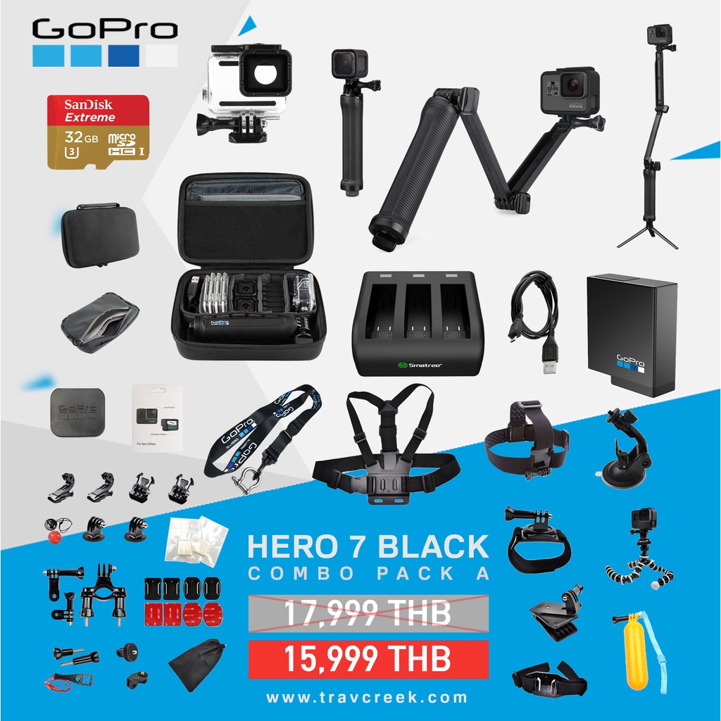 โปรโมชั่นพิเศษ GOPRO HERO 7 BLACK (COMBO PACK A) - travcreekgopro - ThaiPick