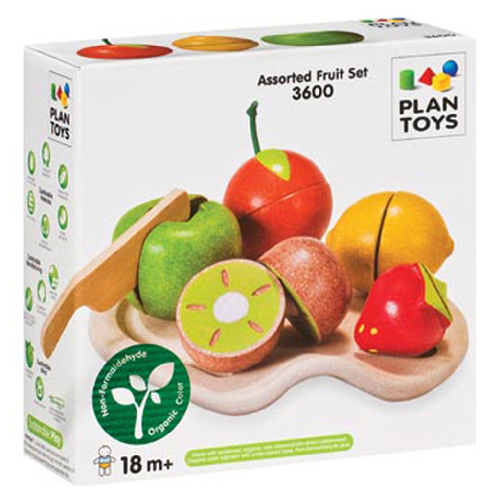 PlanToys ของเล่นไม้ แปลนทอยส์ ชุดสับผลไม้ ASSORTED FRUIT SET (18m) - plantoys_th_seller - ThaiPick