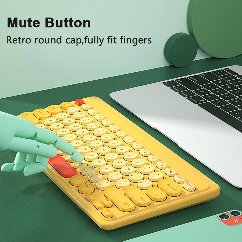B2.4G Wireless Keyboard Mouse Set USB 79 Keycaps Mute Mini Wireless ...