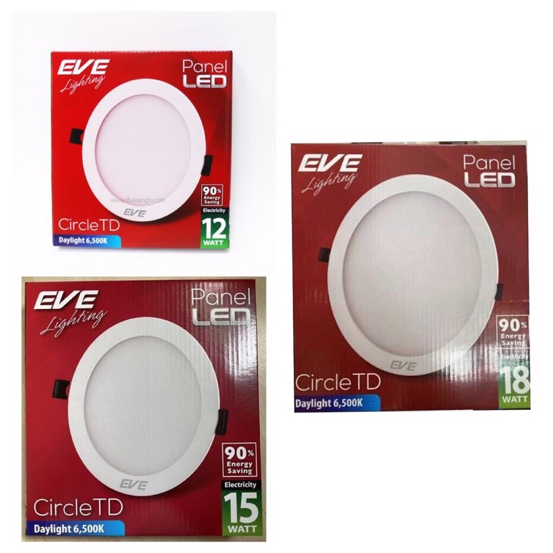 EVE โคมดาวน์ไลท์ LED 12w/15w/18w กล่องแดงโคมPanel หน้ากลม | Shopee Thailand