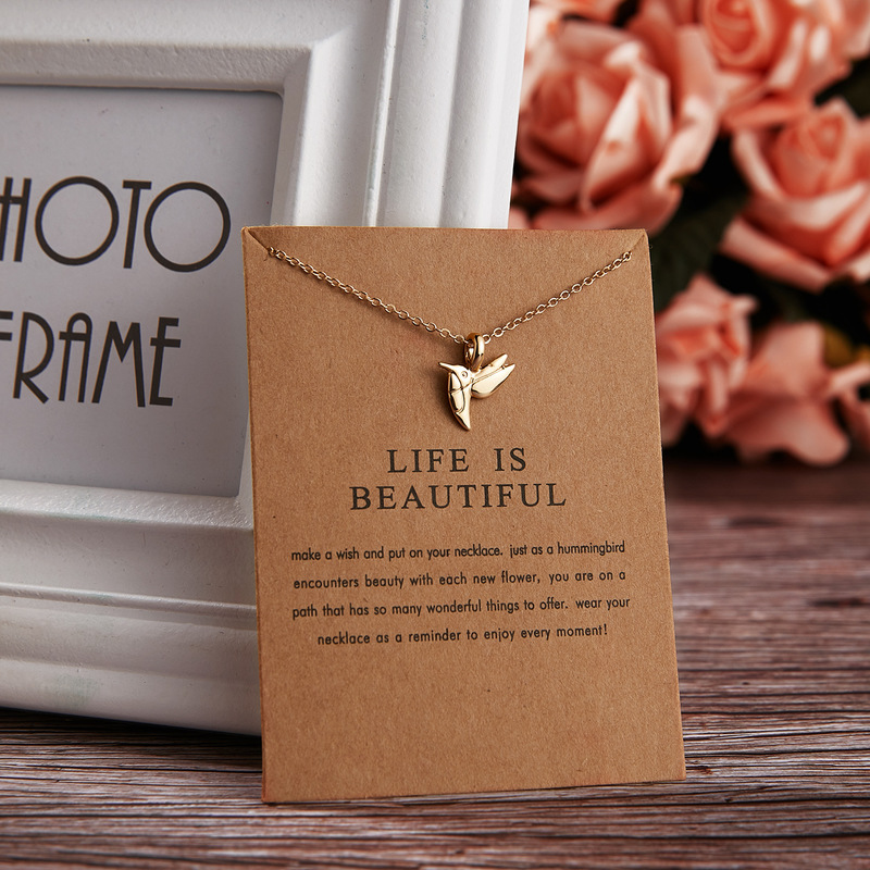 Fashion Paper Card Necklace Creative Alloy Sun Pendant Necklace Women ...