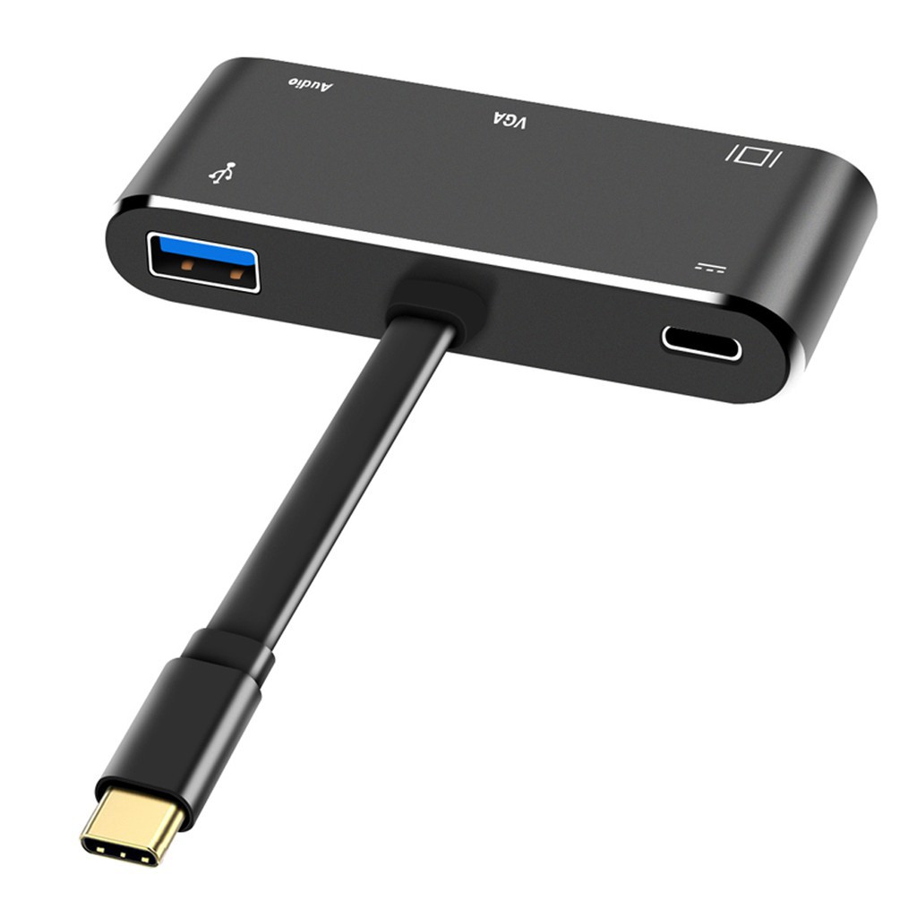 ☏OEM 5 in 1 ฮับอะเเดปเตอร์ Type C เป็น HDMI/VGA/Audio/USB 3.0/Type-C PD ...