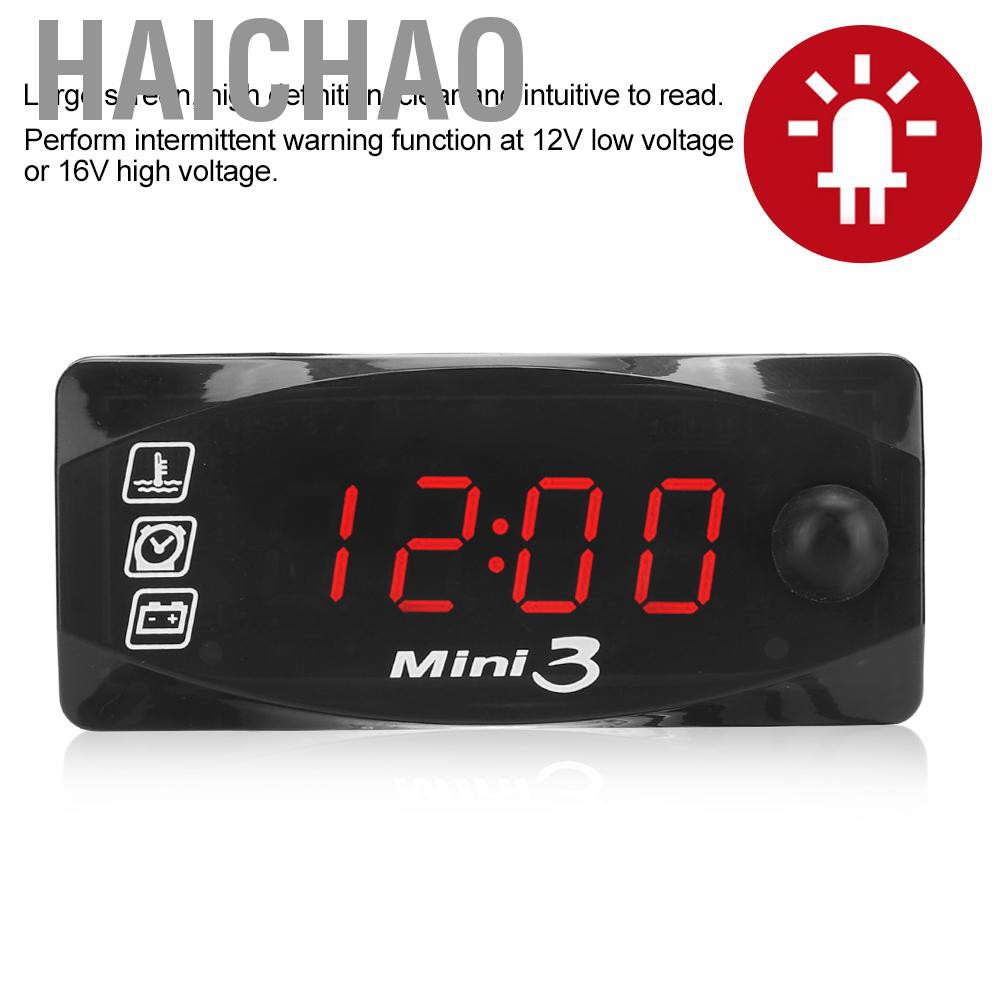 Haichao Qiilu 12V นาฬิกาดิจิตอล Led โวลต์มิเตอร์วัดอุณหภูมิ Ip67 กัน ...