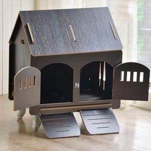 บ้านสุนัขที่ทำด้วยไม้ Lu Chong มีประตูและหน้าต่างเพื่อการส่งออกการค้า ...