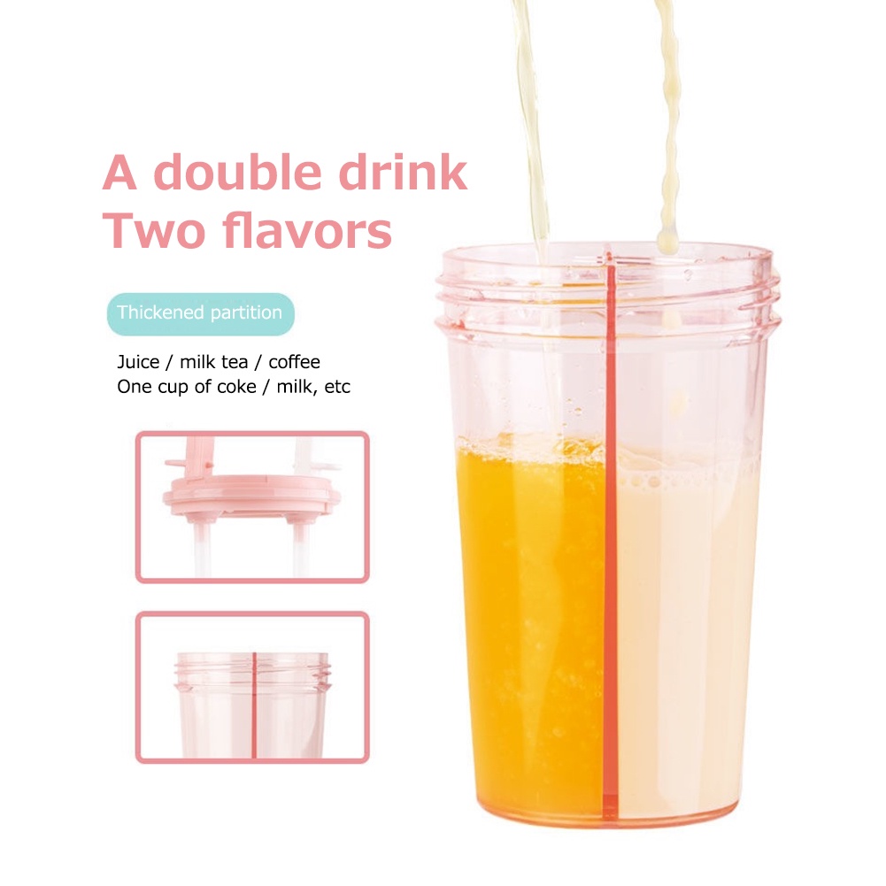 ขวดกีฬา420600ml Large Capacity Water Bottle Dual Straw Cup Couple Leak ...