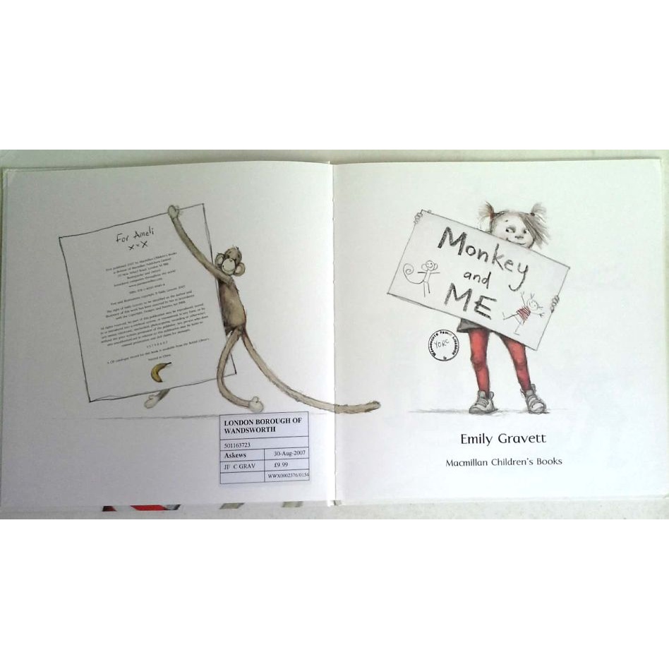 1 Monkey and ME by Emily Gravett หนังสือมือสอง ปกแข็ง นิทาน ...