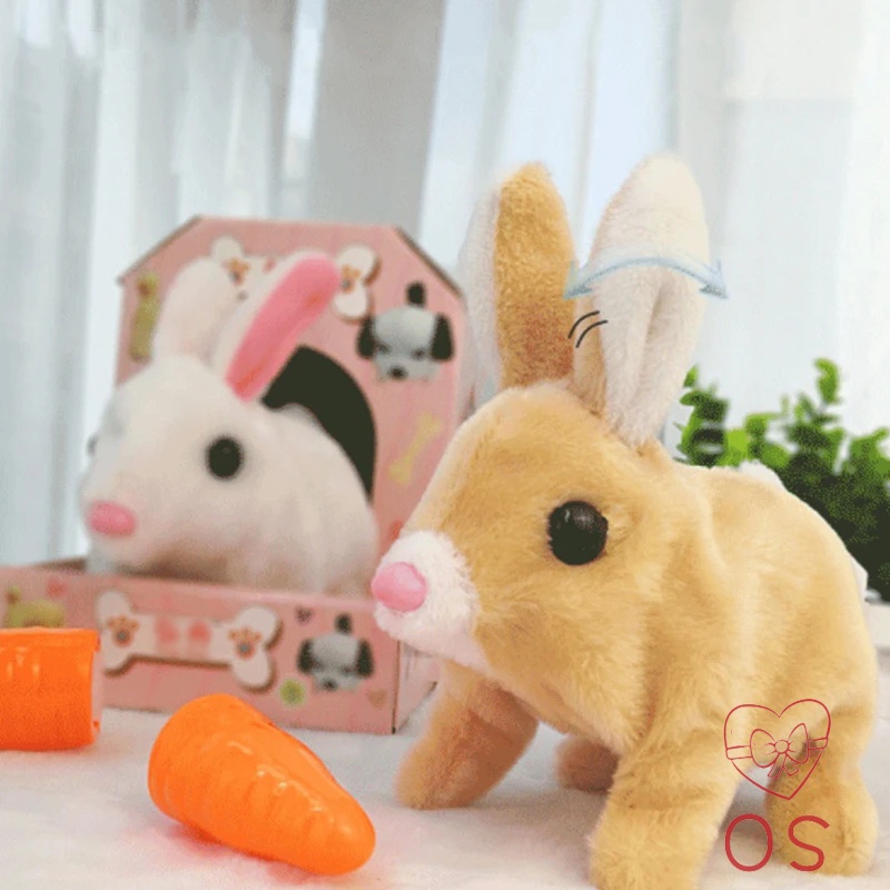 Electric Rabbit Toy Cute Walking Wiggle Ears Realistic Stuffed Animal ...