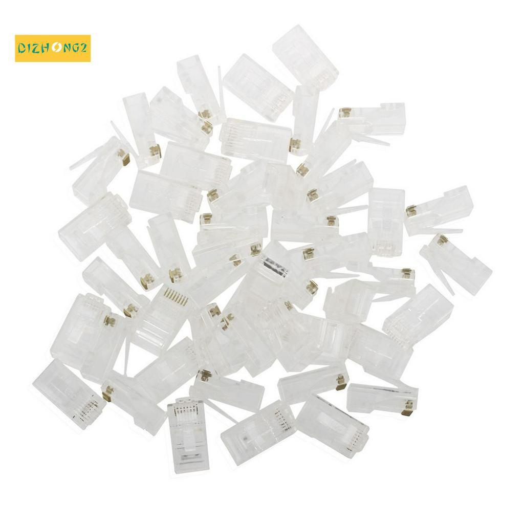 50 Pcs RJ45 8P8C Network LAN CAT5E CAT6 Modular Plug Jack Clear ...