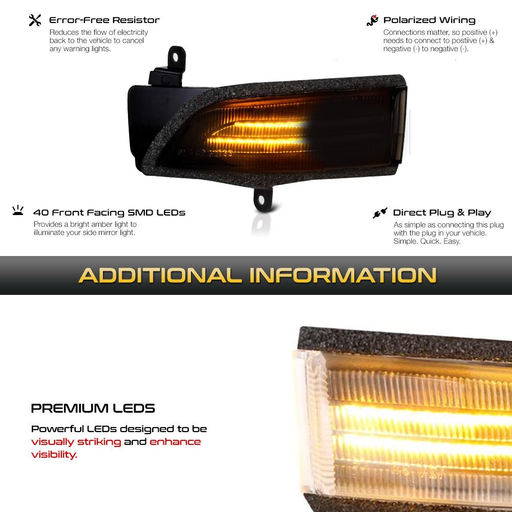 2Pc LED Dynamic Side Mirror Light Dynamic Turn Signal Position Lamp For ...