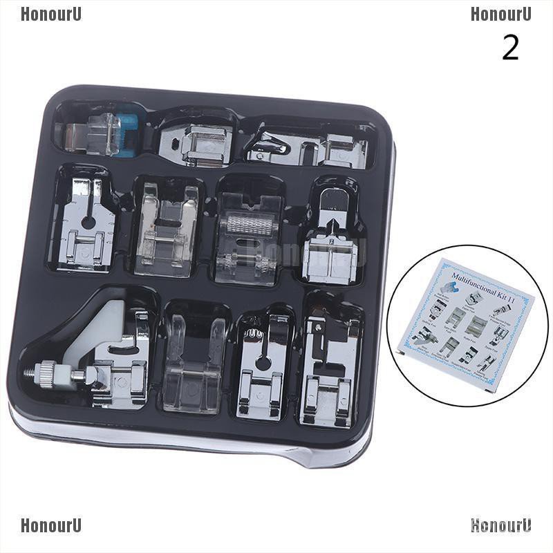 HonourU 11Pcs/Set Sewing Machine Accessories Presser Foot Spare Kit Hem Snap On Feet BOmr ...