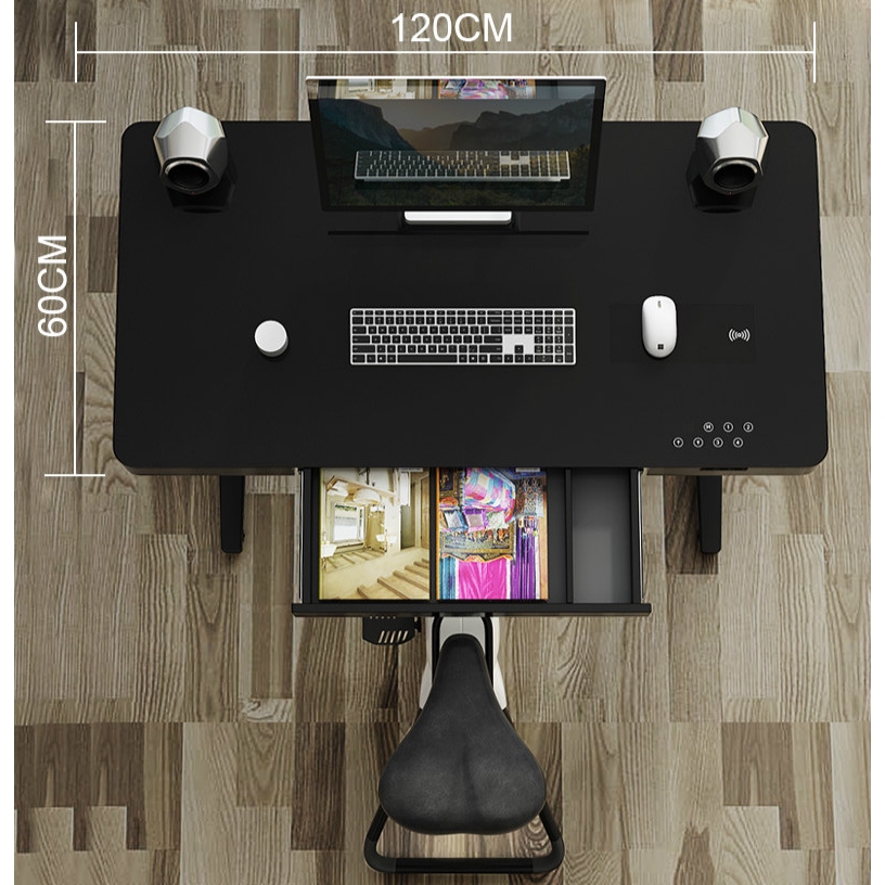 Hollin21 Smart Core Electric Lift Table Computer Desktop Table Home Bedroom Tempered Glass ...