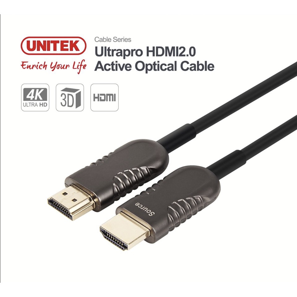 Unitek Cable HDMI 2.0 Fiber Active Optical 20M 4K 4K60Hz Ultra HD - it ...