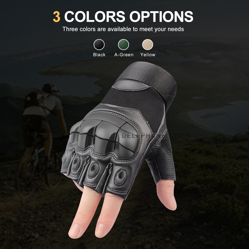 Please COD Summer PU Leather Fingerless Tactical Gloves Military Men ...