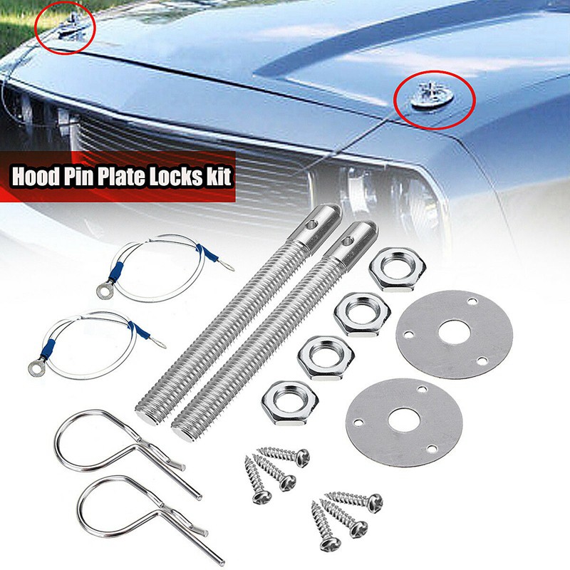 Universal Mount Bonnet Hood Pin Lock Latch Kit Racing Sport Car Alloy ...