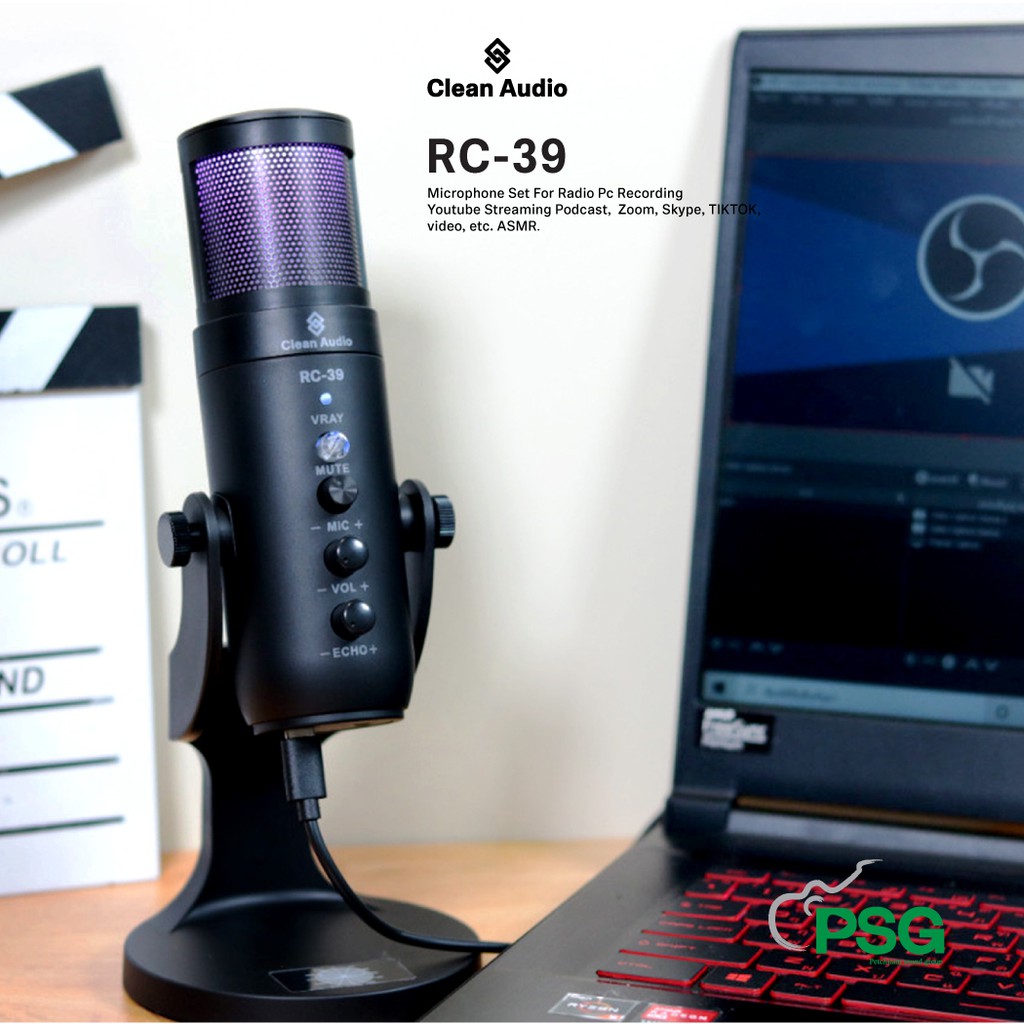 CLEAN AUDIO RC-39 Microphone Set For Radio Pc Recording ( ช่องไมค์ ...