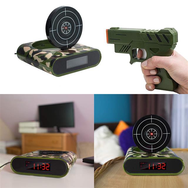 1 Set Gun Alarm Clock Shoot Alarm Clock Recordable Gadget Target ...