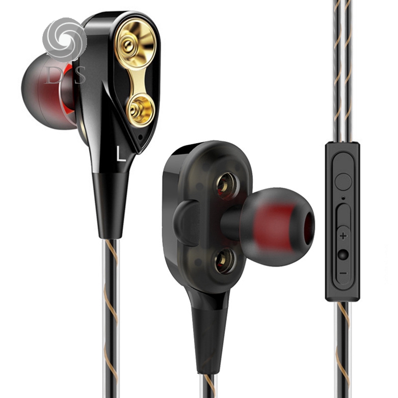 Dual Driver Earphones Stereo Bass In-Ear Earbuds Game Music Headphones ...
