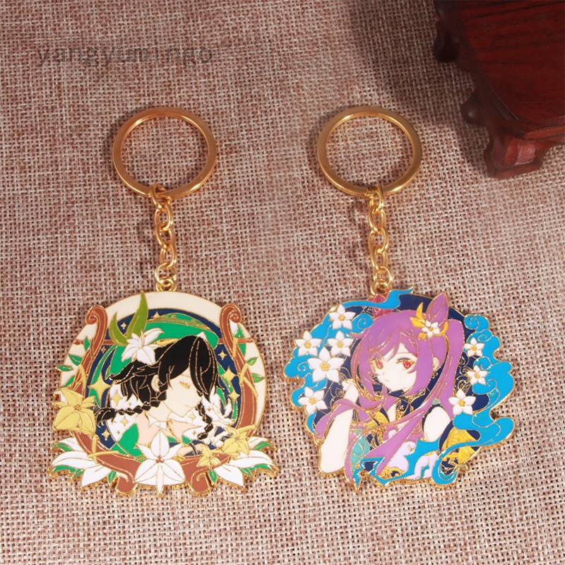 Game Genshin Impact Key Chains Morax Klee Cosplay Two sided Keychain ...