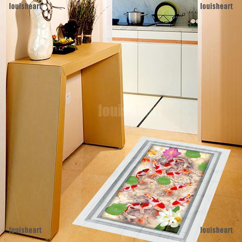 â €â € 3D Goldfish Lotus Pond Floor sticker Removable Wall Sticker Art ...