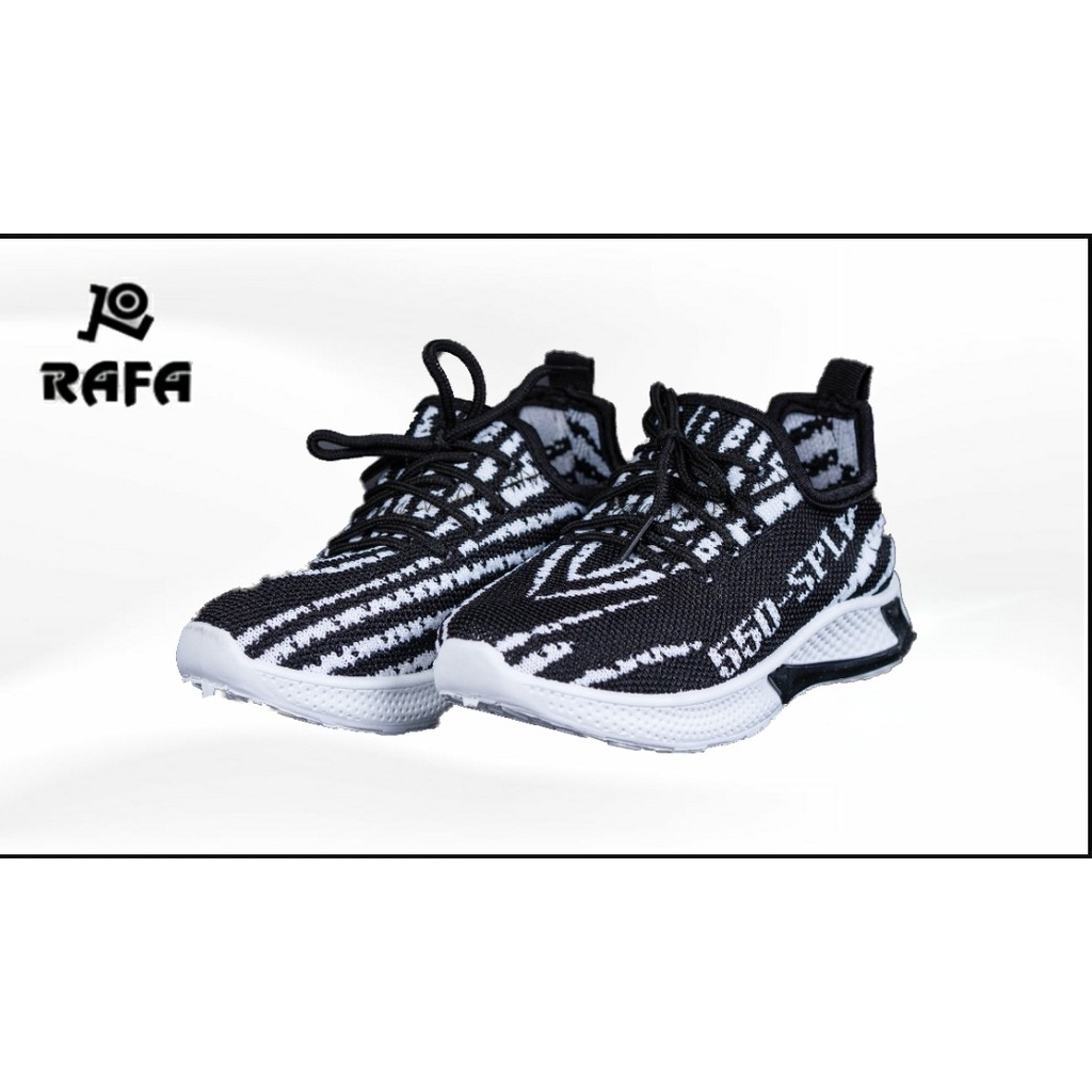 (เด็ก) รองเท้าผ้าใบเด็ก สีดํา MOTIF สีขาว ไซซ์ 23-30 RAFA LKY07 - rafa ...