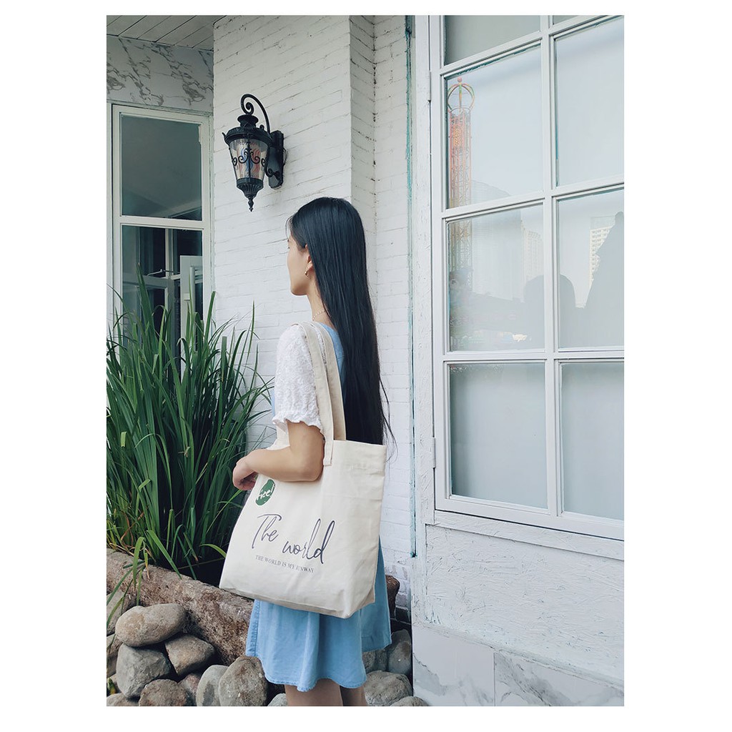 HK J089 กระเป๋าผ้ารักโลก เนื้อผ้าดีต่อธรรมชาติ - araya.officially - ThaiPick