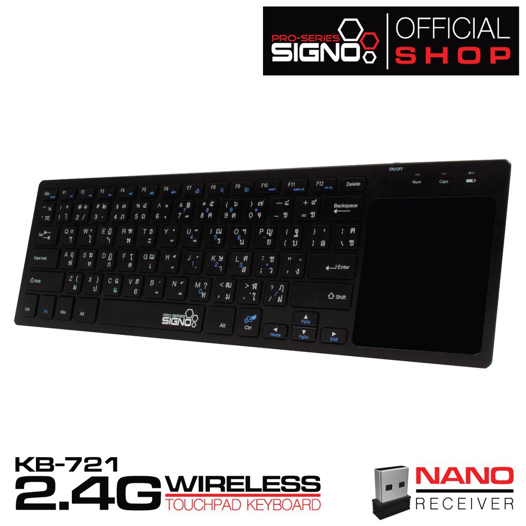 SIGNO Wireless Touchpad Keyboard รุ่น KW-721 (คีย์บอร์ด ไร้สาย ...