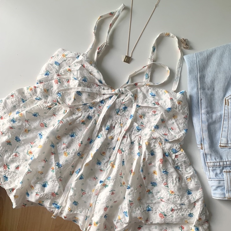 พรี 7 วันBonnie Goods Bunny Top สายเดี่ยวสีครีมลายดอกไม้ - bonnie.goods ...