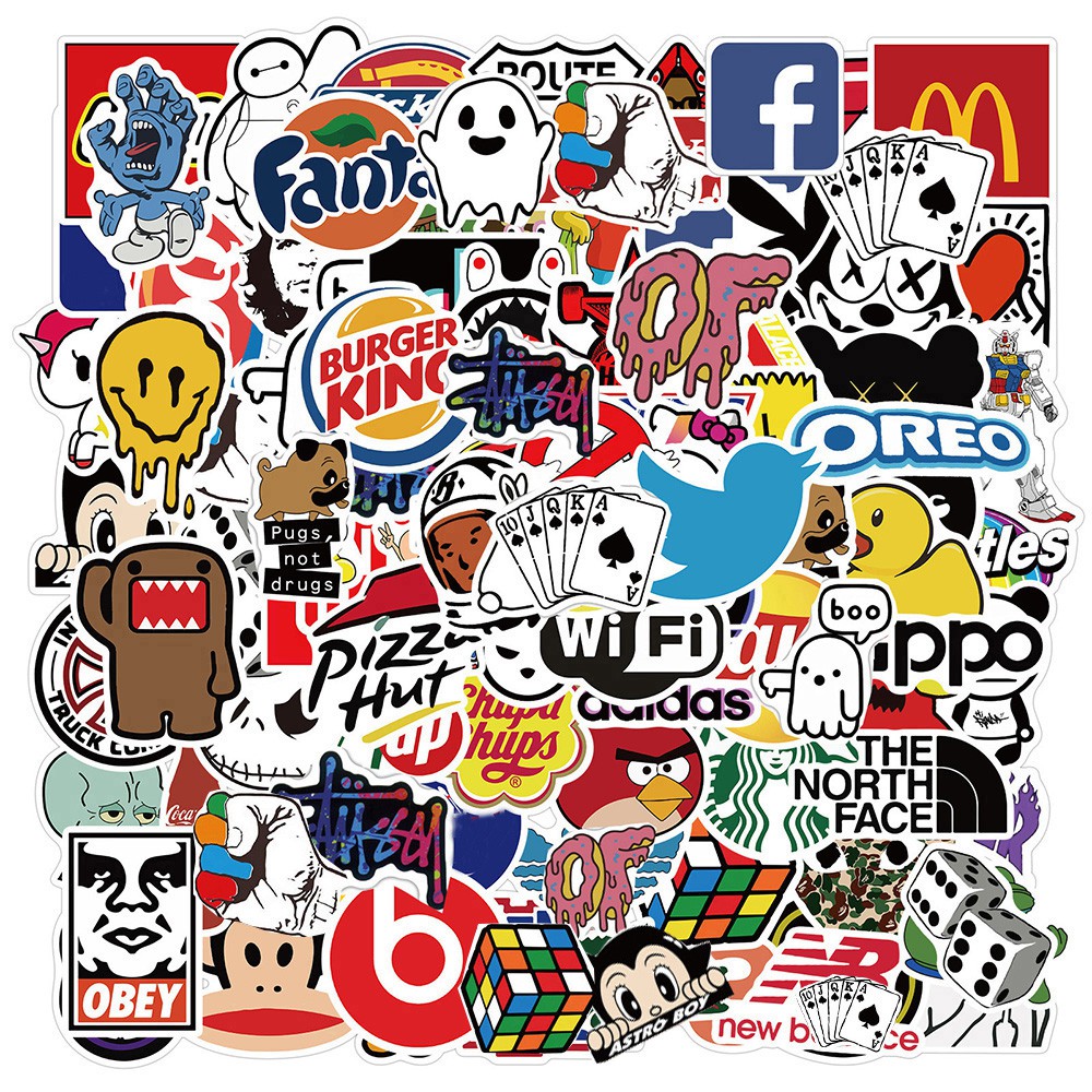 10/50/100PCS Cool Fashion Brand Logo Stickers Aesthetic Skateboard ...