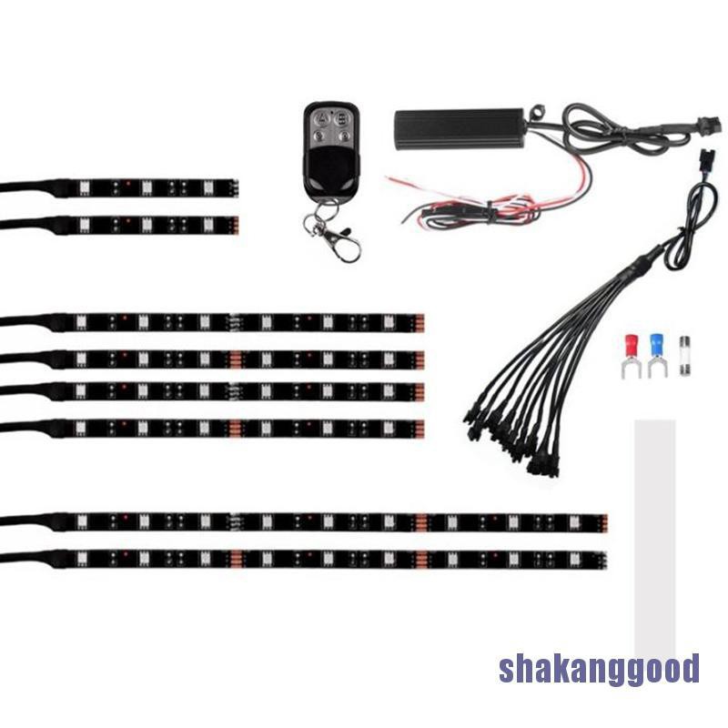 SKTH 6PCS Motorcycle 36LED Under Glow Light Kit RGB Neon Strip Remote ...