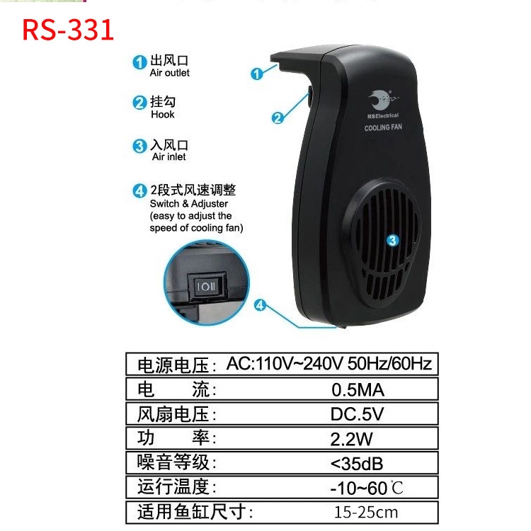 พัดลมตู้ปลาไม้น้ำ พัดลมช่วยทำความเย็น RS-331RS-332 - petware.aqua ...