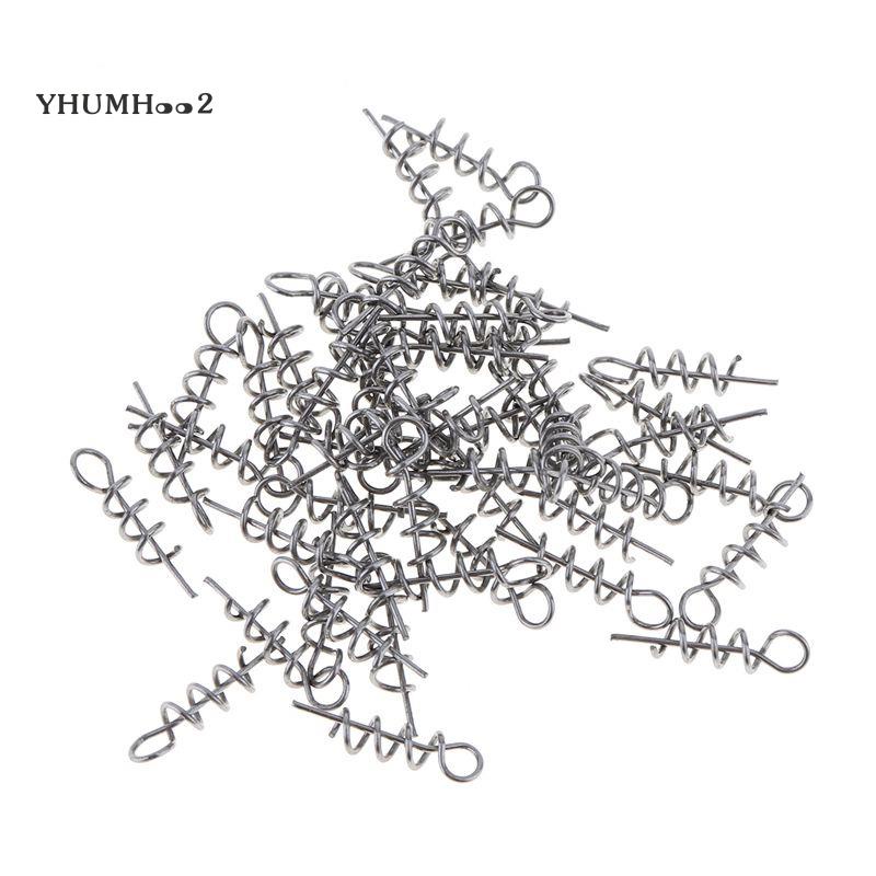 100Pcs Spring Twist Lock Fishing Hook Centering Pin for Soft Lure Bait ...