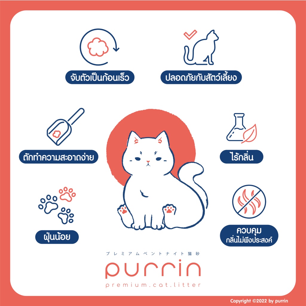 (2 แพ็ค) เพอร์ริน (Purrin) ทรายแมวภูเขาไฟ พรีเมี่ยม ขนาด 5 ลิตร ...