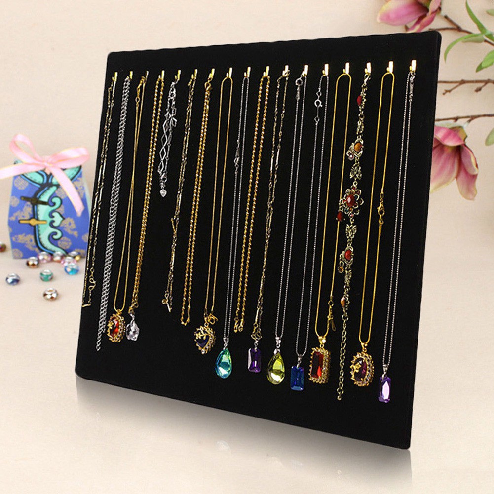 17 Hooks Necklace let Display Stand Women Velvet Pendant Board Rack ...