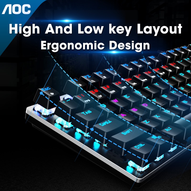 AOC GK410 104 Keys Metal Panel Mechanical Keyboard RGB Light green ...