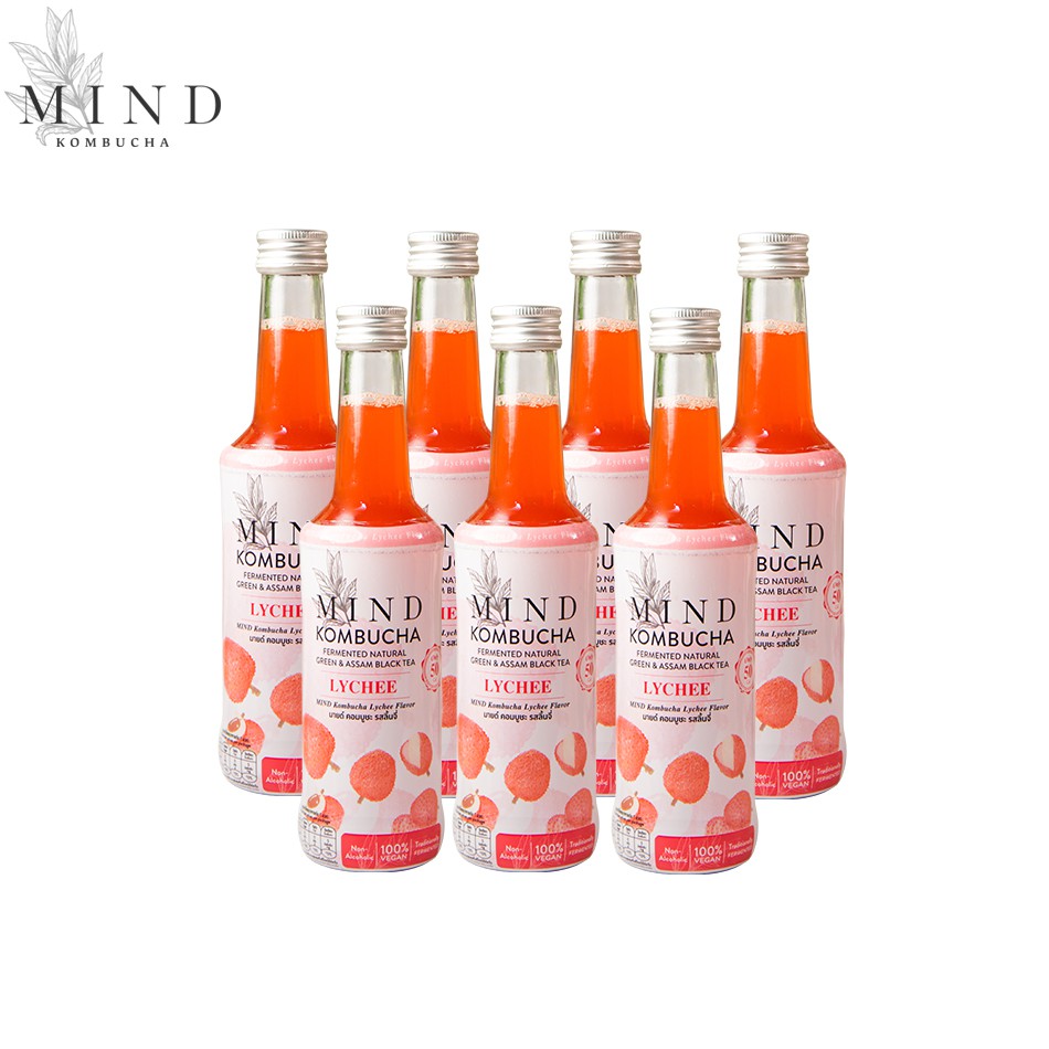MIND Kombucha (Official) 7 ขวด รสลิ้นจี่ สูตรน้ำตาลน้อย เพียง 50 cal ...