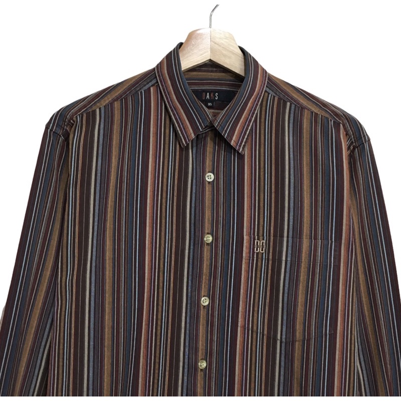 เสื้อเชิ้ต DAKS multi stripe shirt ปักโลโก้มุมกระเป๋า กระดุมลายหินอ่อน ...