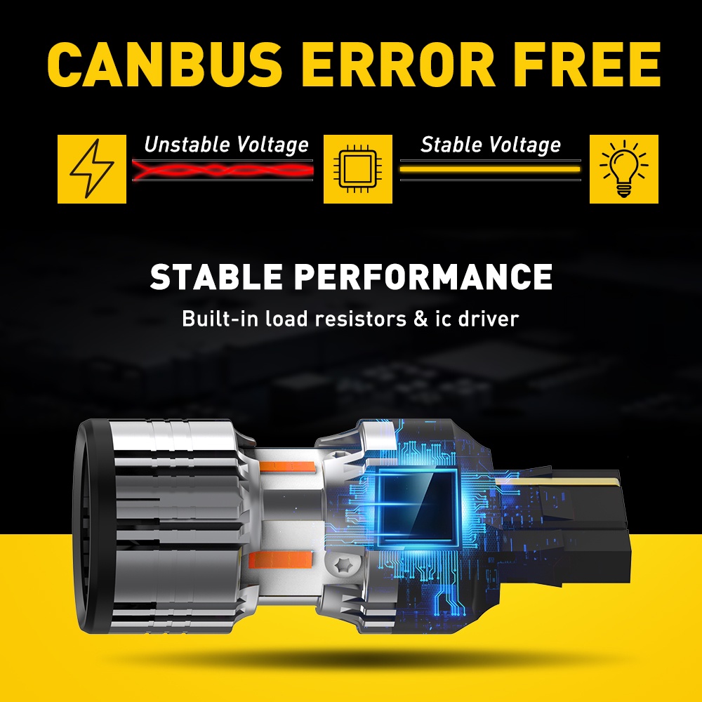 Auxito ไฟเลี้ยว LED T20 7440 WY21W 1156 P21W BA15S 1800LM สีเหลือง ...