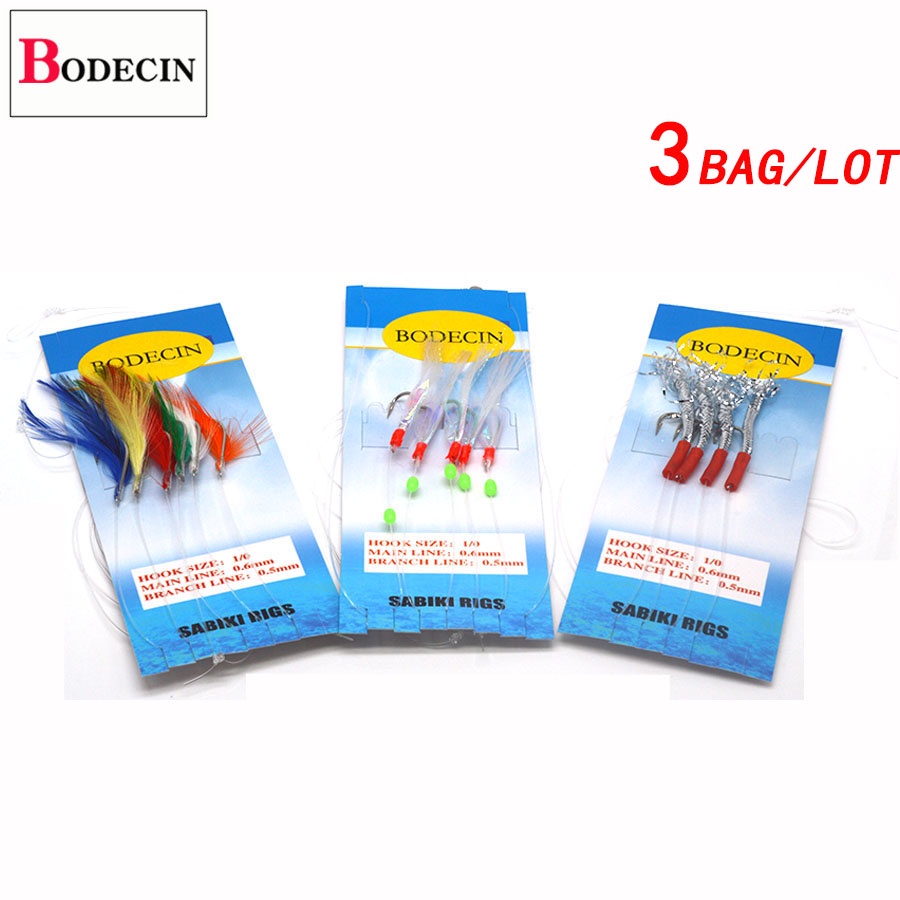 Sea Sabiki Rigs Jigging Fishing Hook Bait 3 Baglot Flash Rig Peche ...