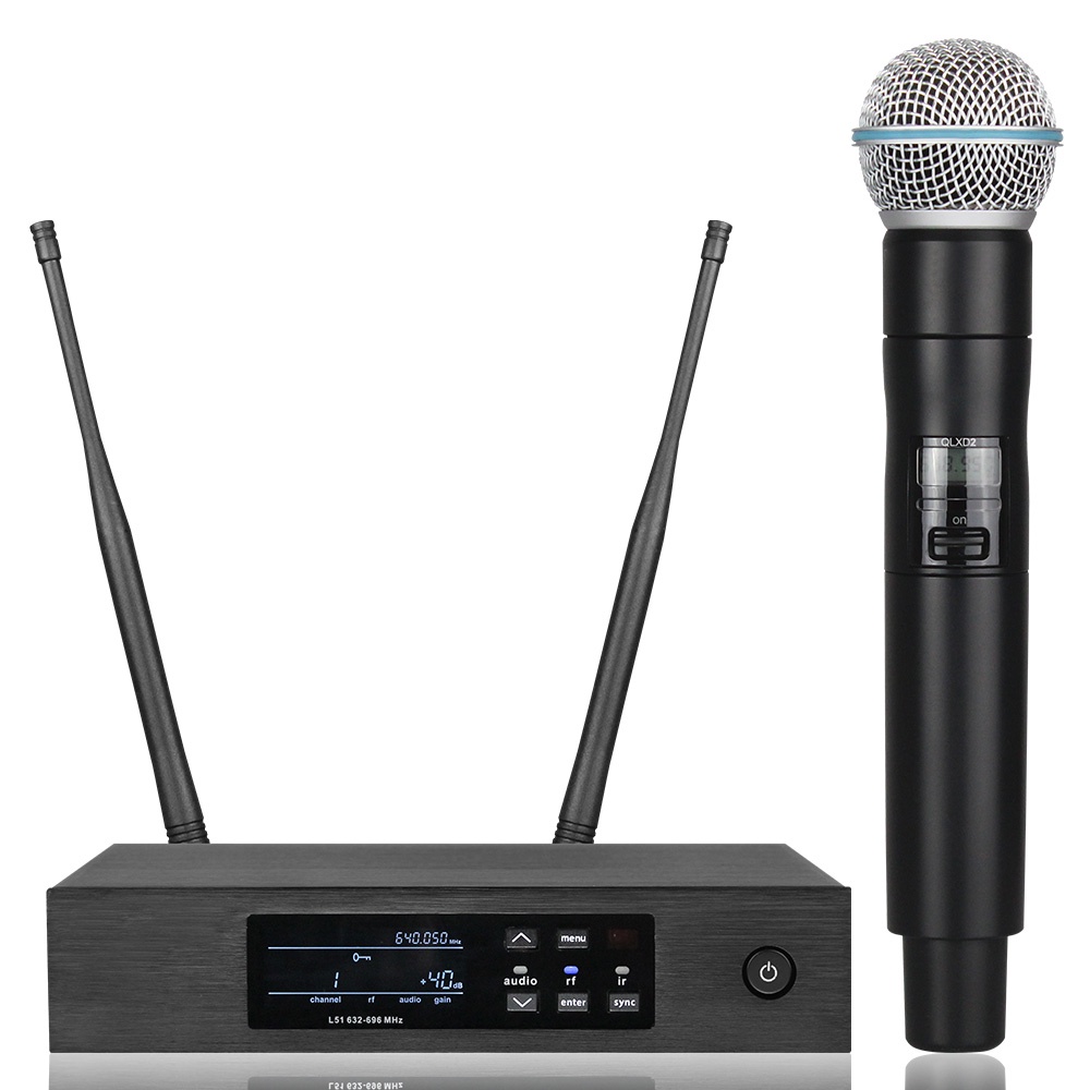 !QLXD4 High Quality UHF Profeesional dual Wireless Microphone System stage performances a two ...