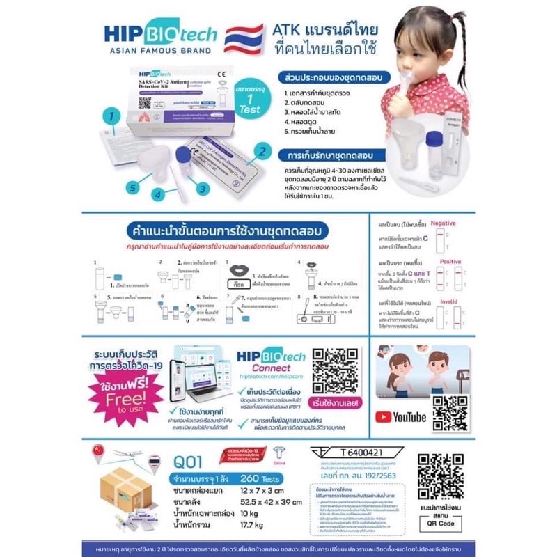 พร้อมส่ง️ชุดตรวจโควิดHIP Biotech SARS-CoV-2Antigen-Detection-kit ...