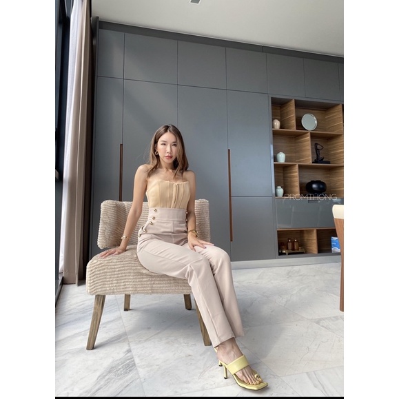 Promthong Golden button high waist trouser - beaubeaubb - ThaiPick