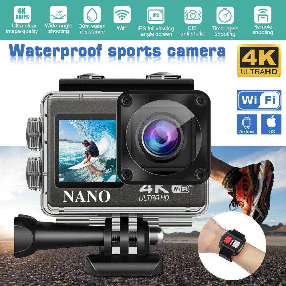 4K 60fps HD Dual Screen กล้อง WiFi หน้าจอสัมผัสหมวกกันน็อก EIS รีโมท ...