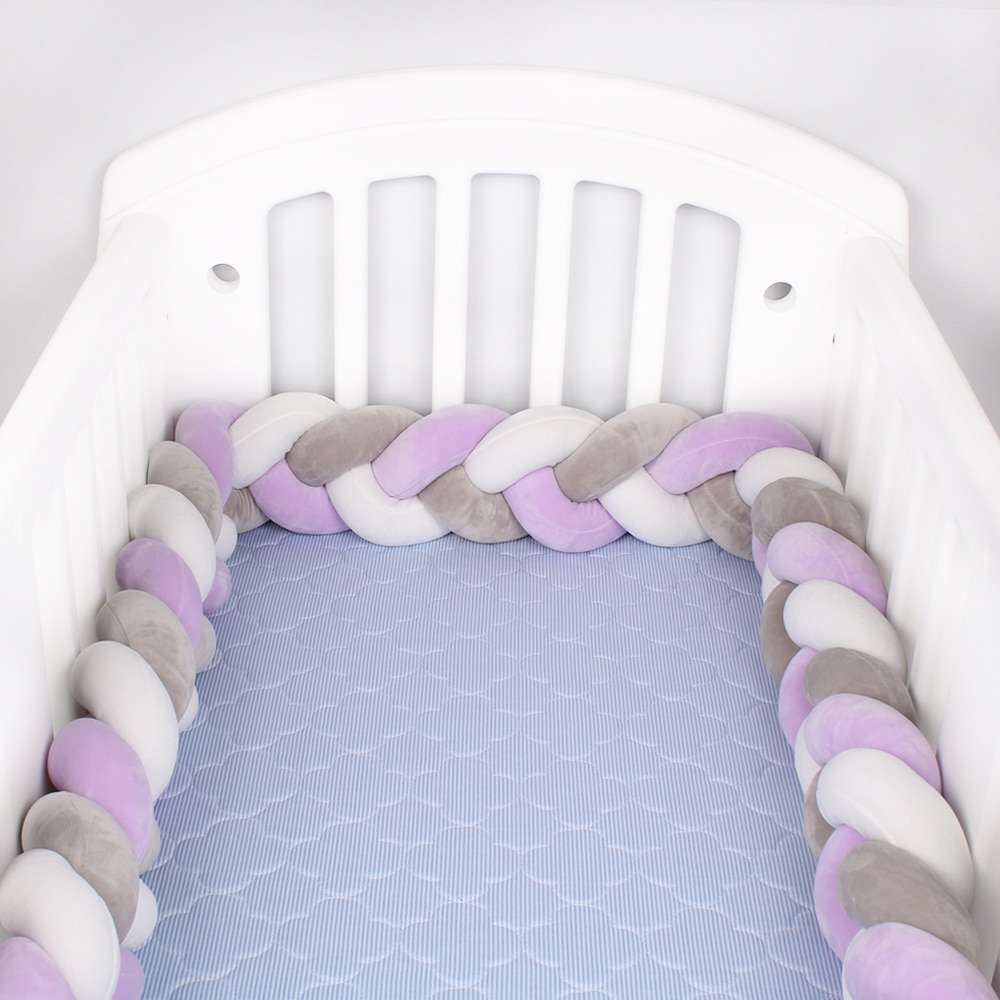 2M3M Baby Crib Bed Bumper Knotted Braided Plush Nursery Cradle Decor ...