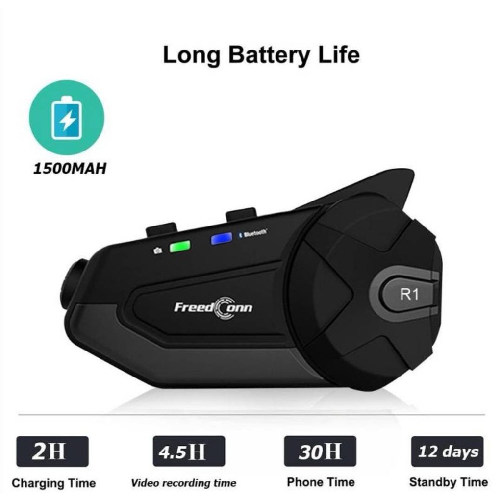 บลูทูธติดหมวกกันน็อค พร้อมกล้อง Freed Conn R1 Helmet Headset Intercom ...
