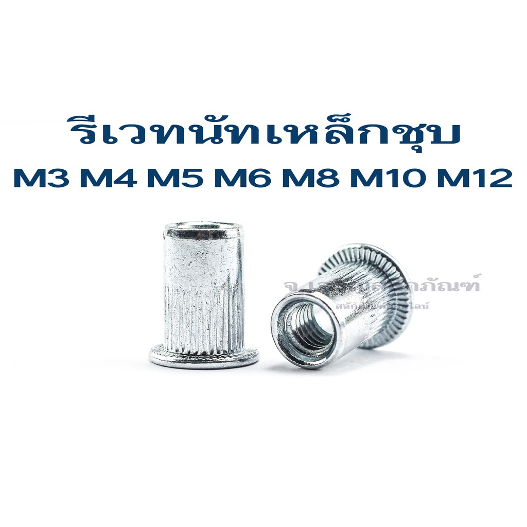 รีเวทนัท M3 M4 M5 M6 M8 M10 M12 รีเวทนัทเหล็กชุบ ราคาส่ง รีเวทเกลียวใน (Flat Head Insert Nut ...
