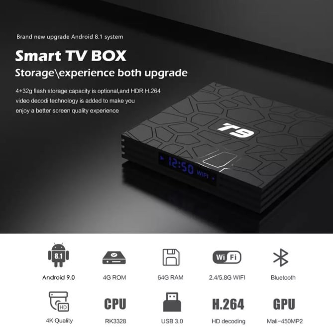 tv box android box T9 กล่องแอนดรอย Android 9.0 แถมถ่าน - mr.packman ...